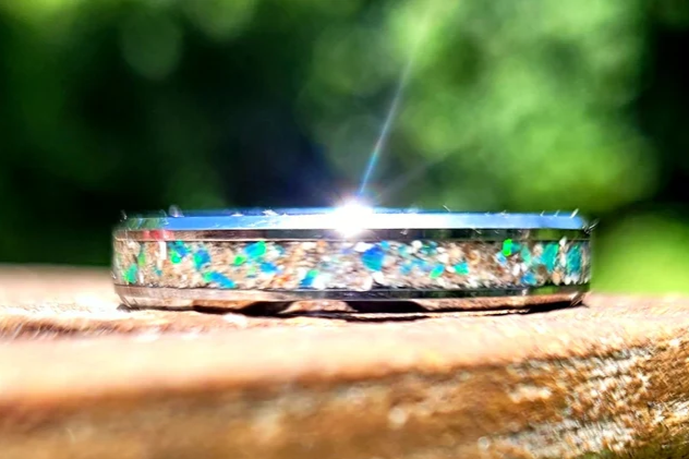 The Taz Opal and Ash Memorial Ring - Cremation Ash Jewelry – Cotton Street Art Company