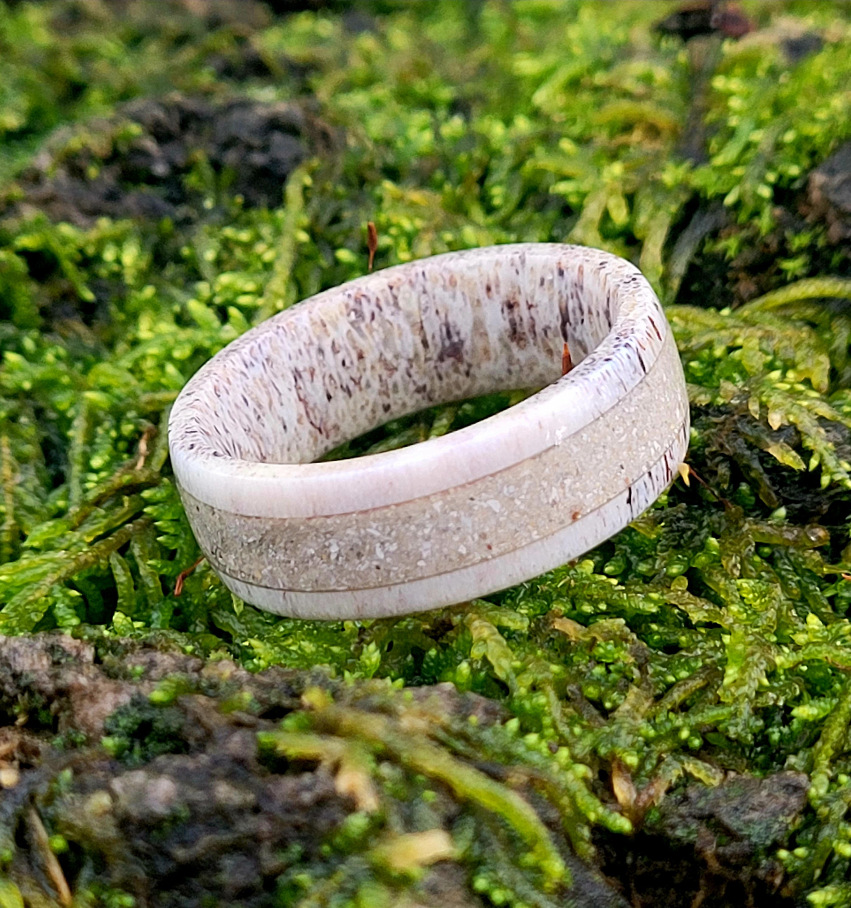 The Antler Love Naturally Shed Deer Antler Ring with Cremated Ashes